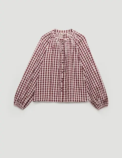 HUSH Elsa Gathered Gingham Beach Shirt