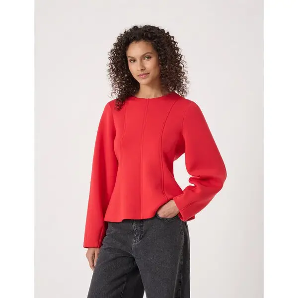 HUSH Seam Detail Smart Jersey Top - Bright Red