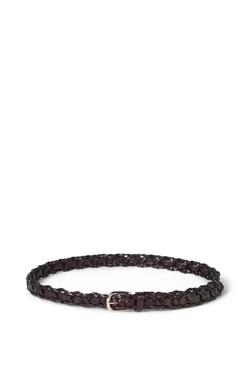 Brunello Cucinelli Braided Leather Belt - Burgundy