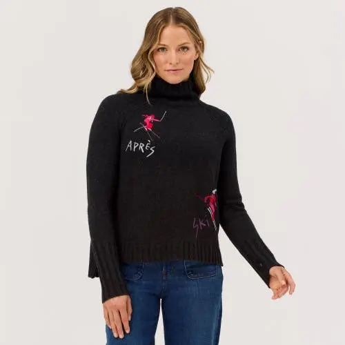 Krimson Klover Janica Embroidered Skiers Sweater - Black