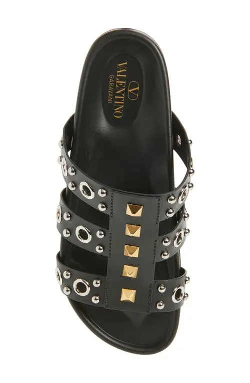 Valentino Garavani Rockstud Leather Slide Sandals