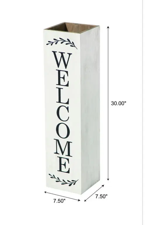 GLITZHOME Double Sided Solid Wood Boxed "welcome Porch" Porch Sign - White