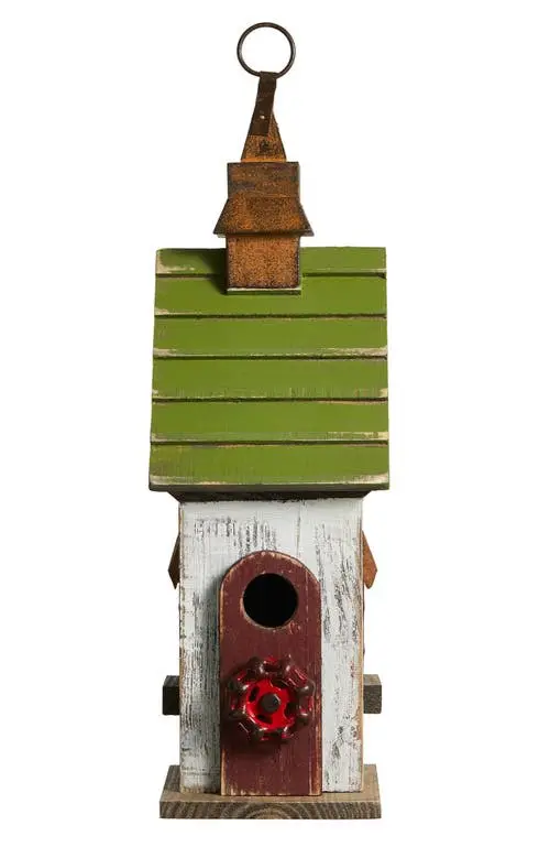 GLITZHOME 15.75"h Distressed Solid Wood Decorative Outdoor Garden Birdhouse
