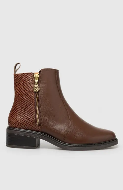 MANELA Leather Chelsea Booties - Brown