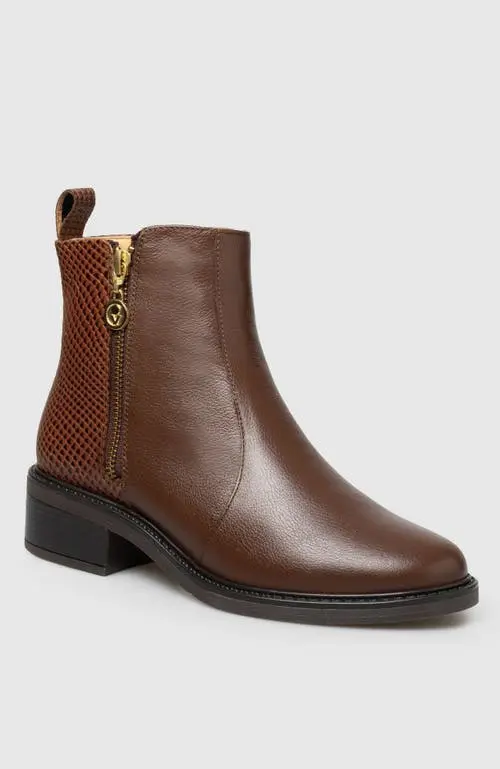 MANELA Leather Chelsea Booties - Brown