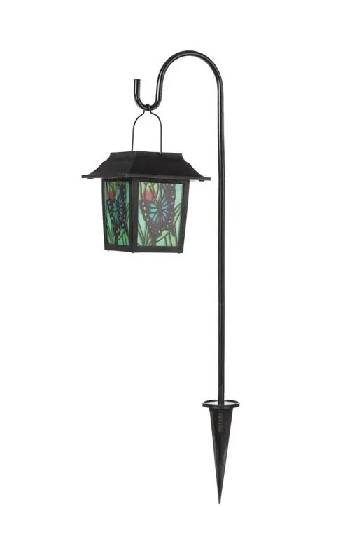 GLITZHOME Solar Powered Butterfly Garden Lamp Or Pathway Light With Ground Stake