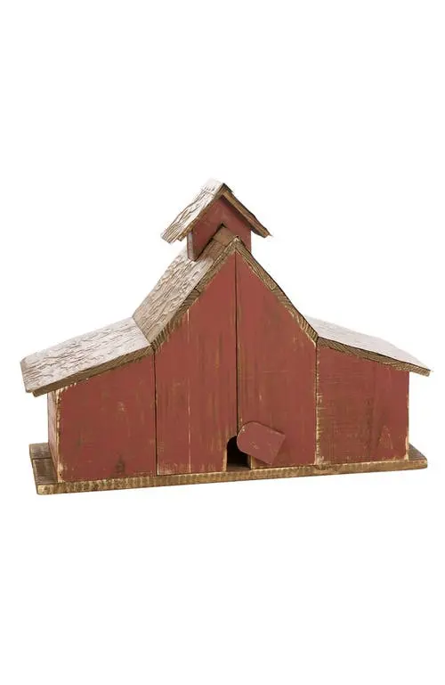 GLITZHOME 20.75"l Extra- Rustic Wood Barn Birdhouse