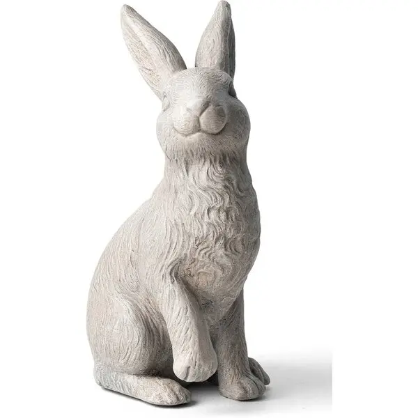 GLITZHOME 18"h Mgo Sitting Rabbit Garden Statue - White