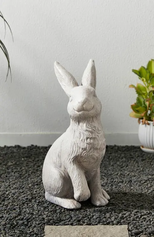 GLITZHOME 18"h Mgo Sitting Rabbit Garden Statue