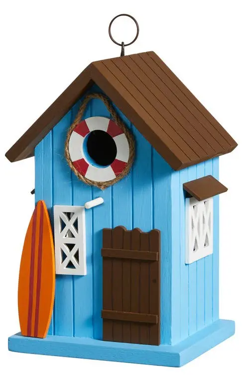 GLITZHOME Modern Solid Wood General Store Decorative Outdoor Garden Birdhouse - Blue