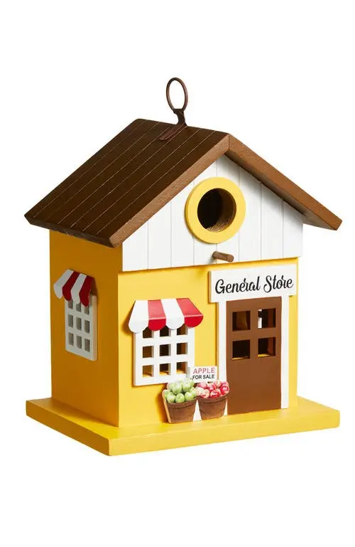GLITZHOME Modern Solid Wood General Store Decorative Outdoor Garden Birdhouse - Yellow