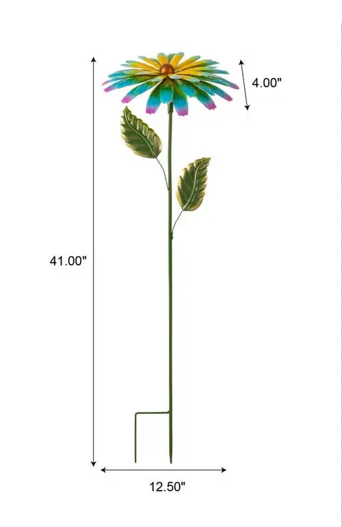 GLITZHOME 41"h Garden Metal Flower Yardstake - Yellow
