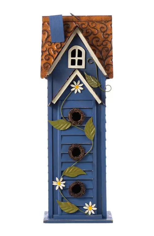 GLITZHOME 24.25"h Oversized 3-tiered Solid Wood Villa Decorative Outdoor Garden Birdhouse