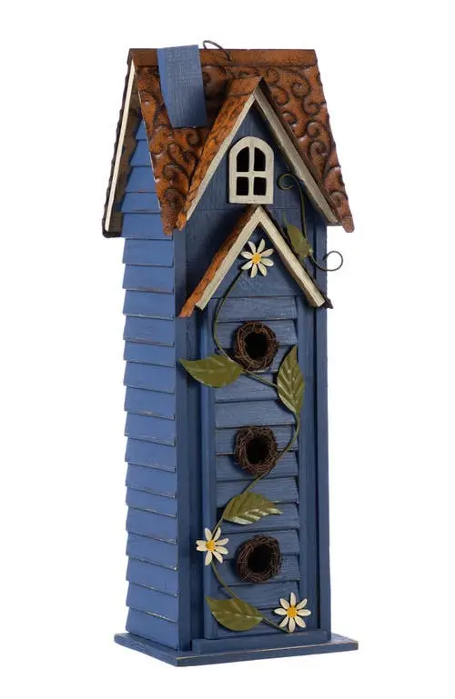 GLITZHOME 24.25"h Oversized 3-tiered Solid Wood Villa Decorative Outdoor Garden Birdhouse