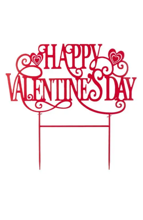 GLITZHOME 23.25"h Metal Happy Valentine's Day Yard Stake - Red