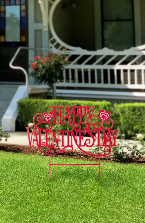 GLITZHOME 23.25"h Metal Happy Valentine's Day Yard Stake