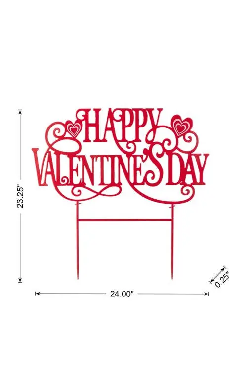 GLITZHOME 23.25"h Metal Happy Valentine's Day Yard Stake