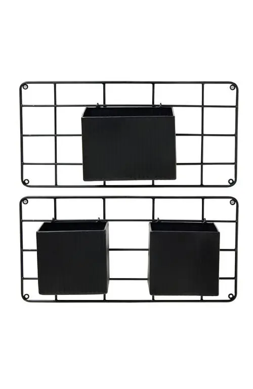 GLITZHOME 20"l Metal Vertical 3 Pots Wall Hanging Planter Stands