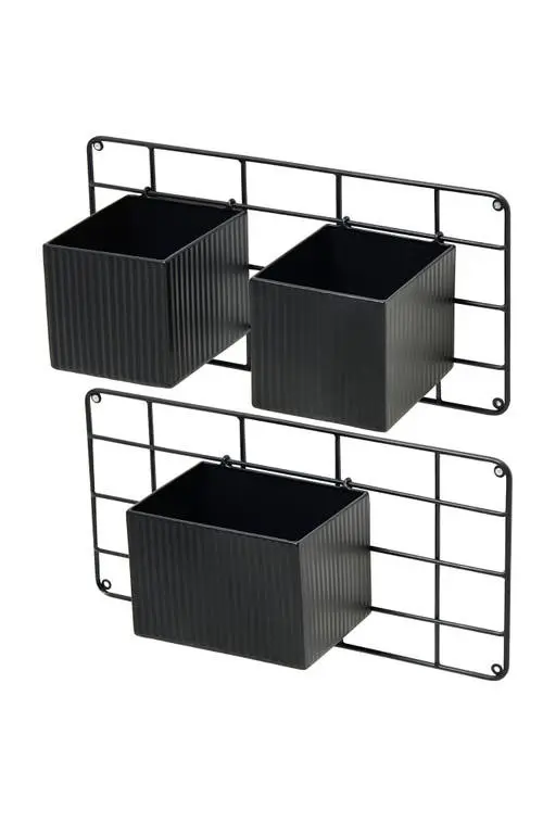 GLITZHOME 20"l Metal Vertical 3 Pots Wall Hanging Planter Stands
