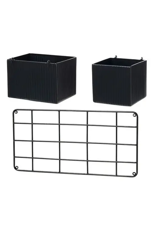 GLITZHOME 20"l Metal Vertical 3 Pots Wall Hanging Planter Stands