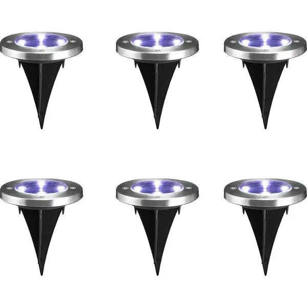 GLITZHOME Set Of 6 Solar Powered Led Pathway Ground Light - Black