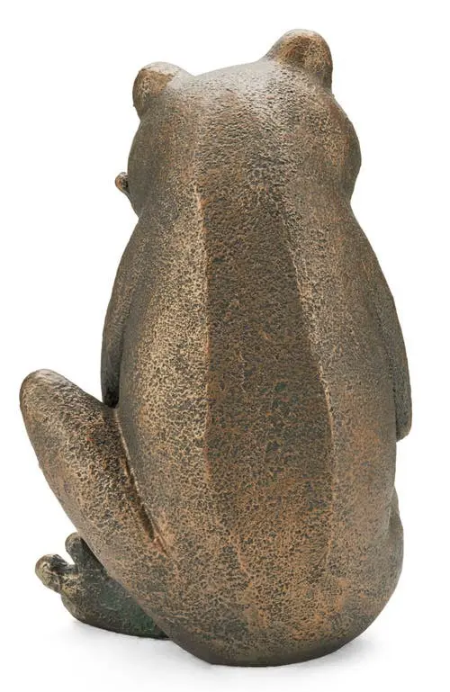 GLITZHOME 12"h Resin Bronze Sitting Frog Statue