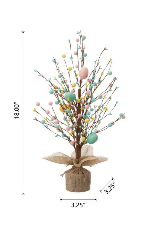 GLITZHOME 18"h Easter Egg Table Tree Decor - Blue
