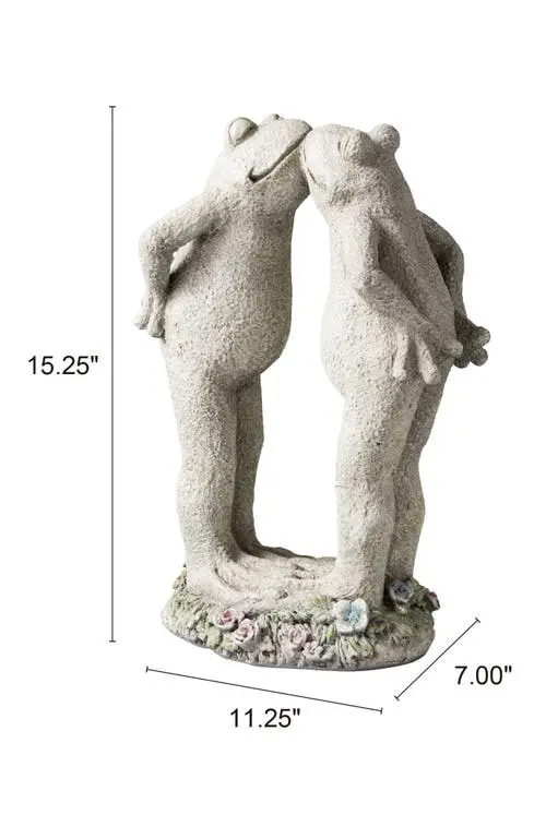 GLITZHOME 15.25"h Resin Kissing Frogs Statue