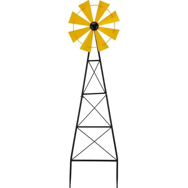 GLITZHOME 44"h Metal Wind Spinner Yardstake - Yellow