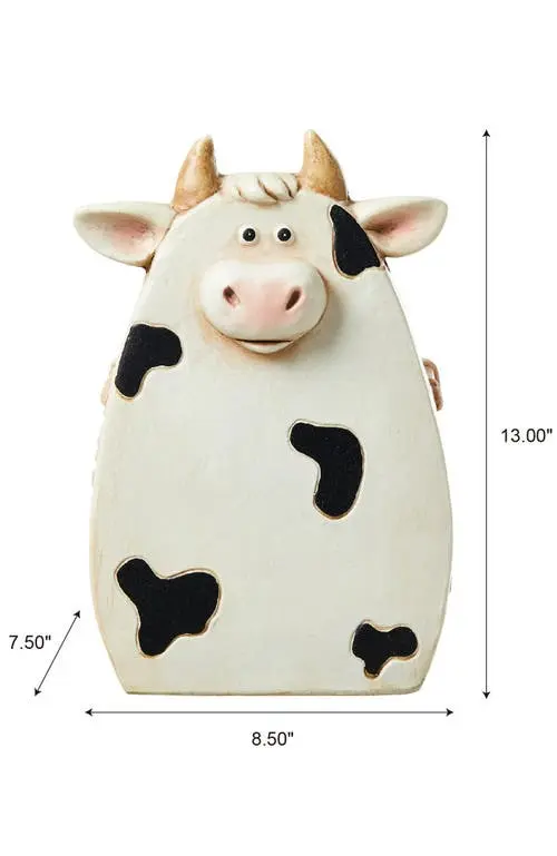 GLITZHOME Mgo Cute Cow Statue Planter Table Figurine