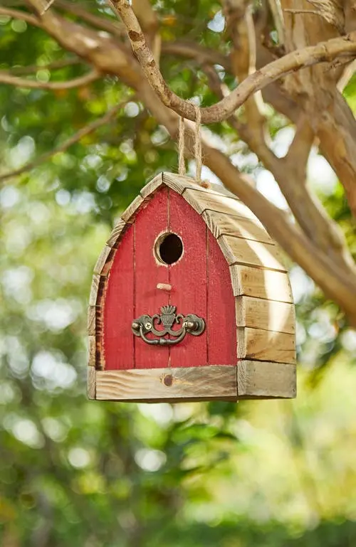 GLITZHOME 8.5"h Washed Distressed Solid Wood Birdhouse