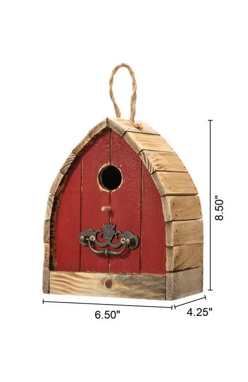 GLITZHOME 8.5"h Washed Distressed Solid Wood Birdhouse