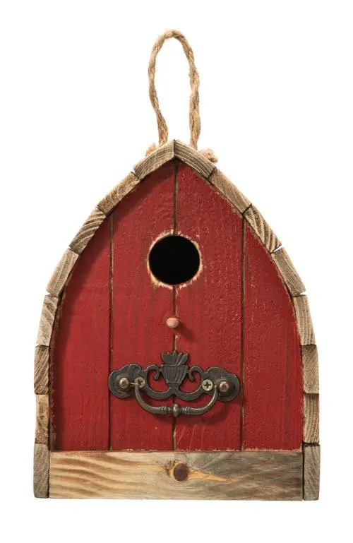 GLITZHOME 8.5"h Washed Distressed Solid Wood Birdhouse