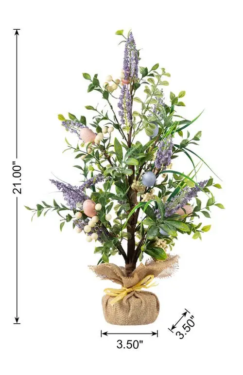 GLITZHOME 21"h Easter Egg & Lavender Table Tree Decor