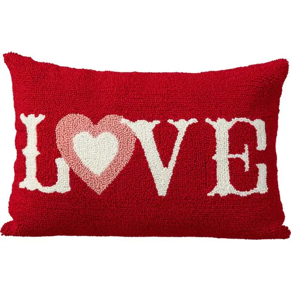 GLITZHOME 18"l Valentine's Hooked Love Pillow - Red