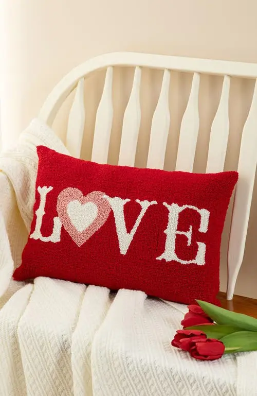 GLITZHOME 18"l Valentine's Hooked Love Pillow