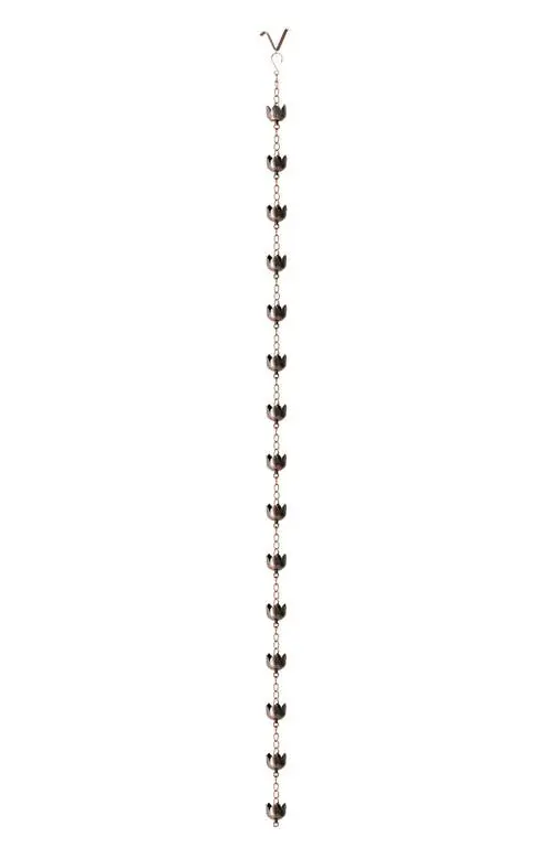 GLITZHOME 8.5ft 15-piece Faux Copper Lotus Shaped Rain Chain With V-shaped Gutter Clip - Brown