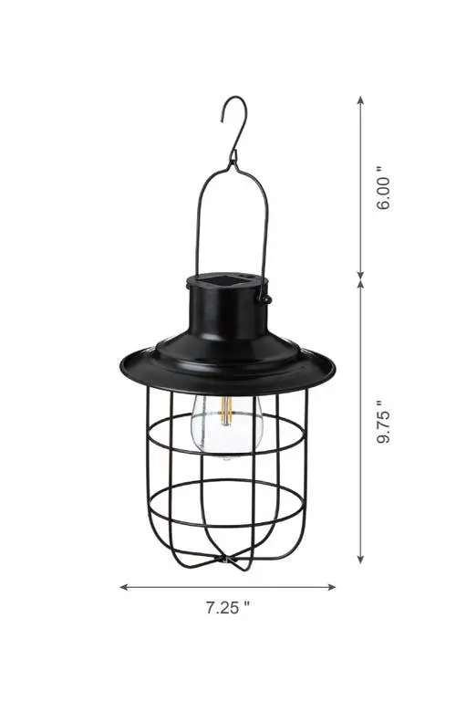 GLITZHOME Metal Wire Solar Powered Outdoor Hanging Lantern