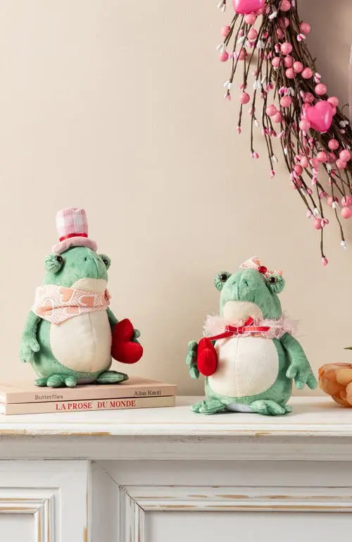 GLITZHOME Set Of 2 Valentine's Frog Couple Figurine