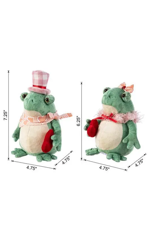 GLITZHOME Set Of 2 Valentine's Frog Couple Figurine