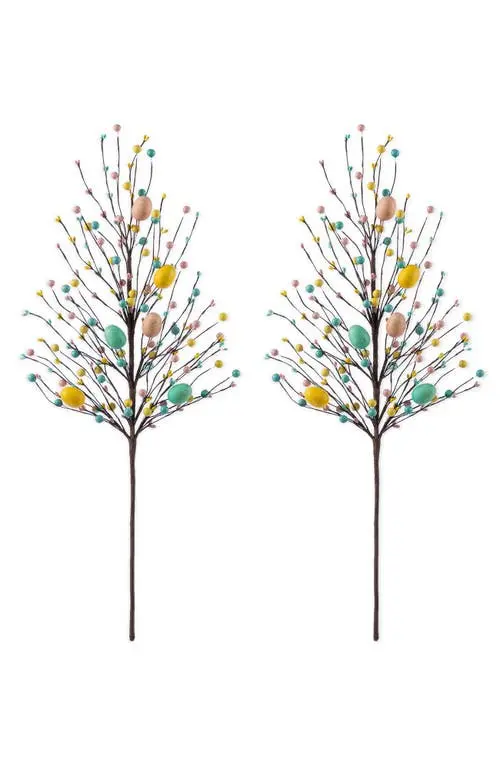 GLITZHOME Set Of 2 28"h Easter Berries & Eggs & Leaves Picks - Blue
