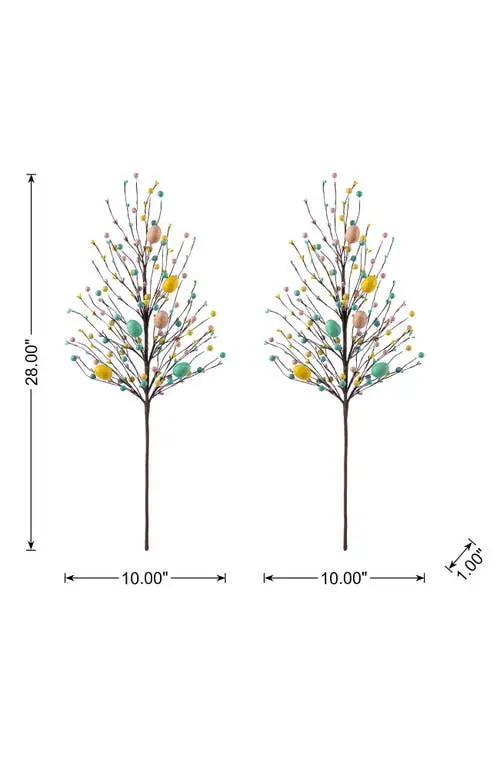 GLITZHOME Set Of 2 28"h Easter Berries & Eggs & Leaves Picks - Blue