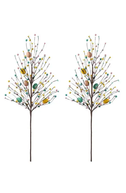 GLITZHOME Set Of 2 28"h Easter Berries & Eggs & Leaves Picks - Blue
