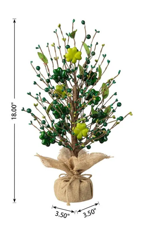 GLITZHOME 18"h St. Patrick's Shamrock And Berry Table Tree