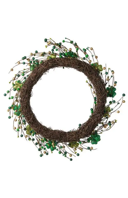 GLITZHOME 20"d St. Patrick's Shamrock Berry Wreath
