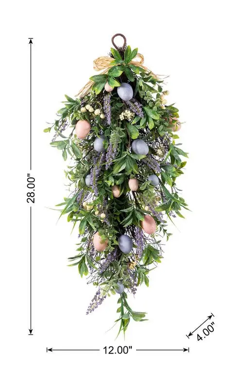 GLITZHOME 28"h Easter Egg & Lavender Swag