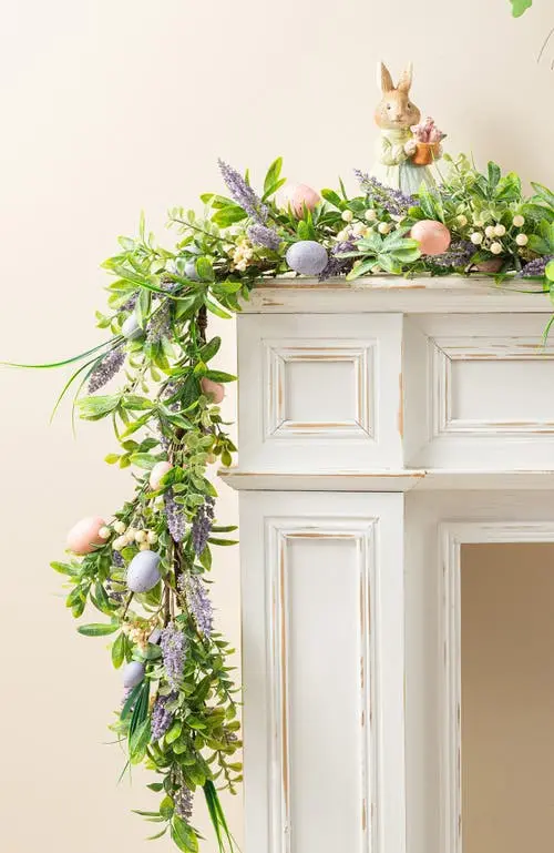 GLITZHOME 72"l Easter Egg & Lavender Garland