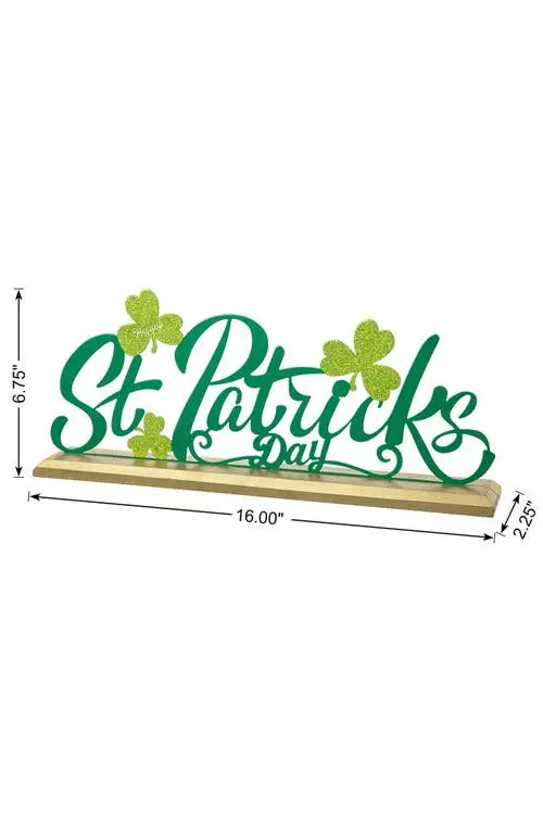 GLITZHOME 16"l St. Patrick's Metal Table Decor
