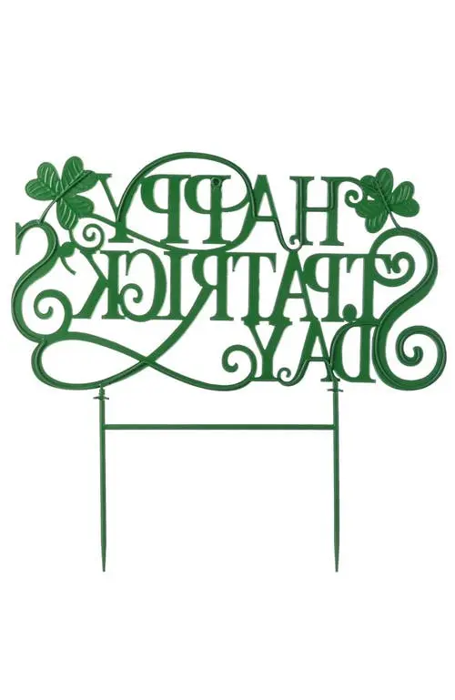 GLITZHOME Metal Happy St. Patrick's Day Yard Stake
