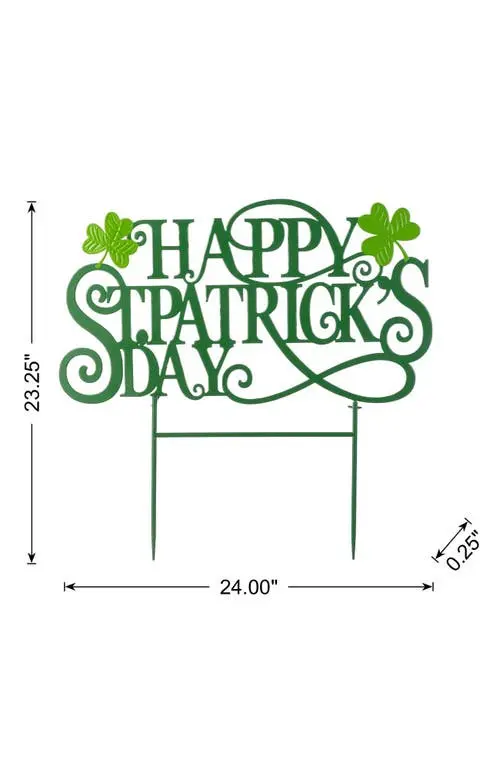 GLITZHOME Metal Happy St. Patrick's Day Yard Stake